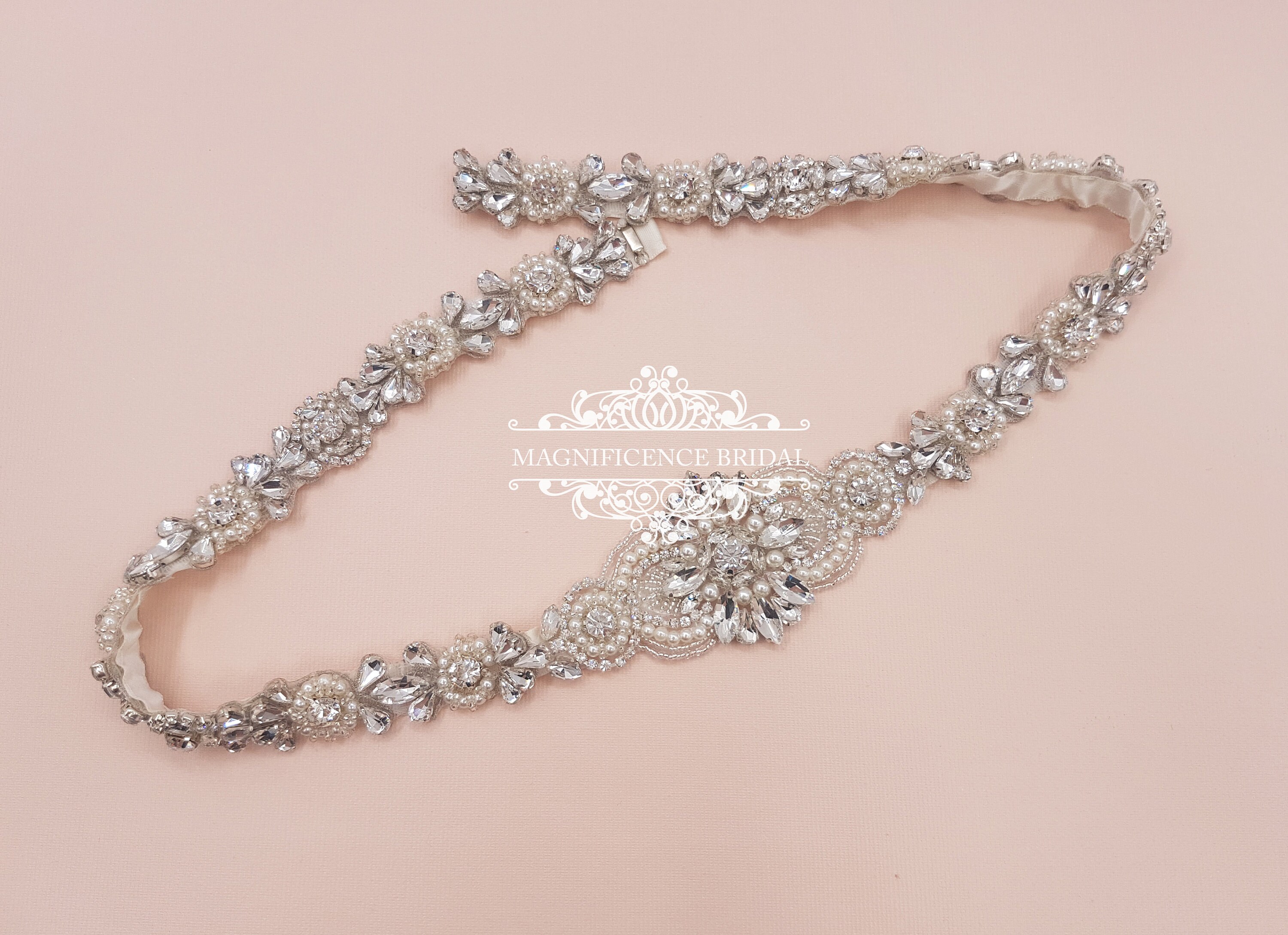 Bridal belt pearl bridal belt wedding dress belt Diamante | Etsy