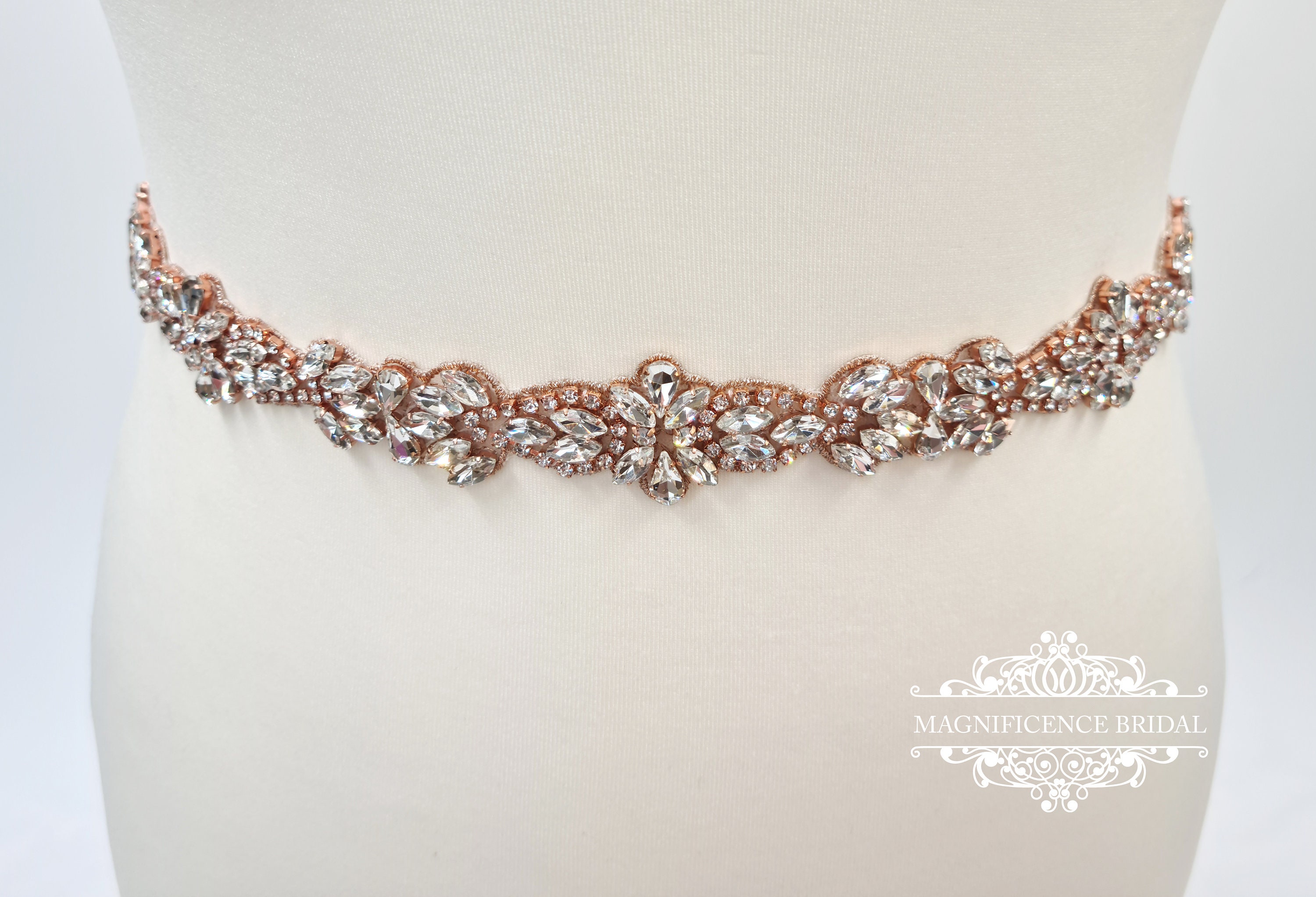 Rose Gold Belt Rose Gold Bridal Belt Wedding Dress Belt | Etsy