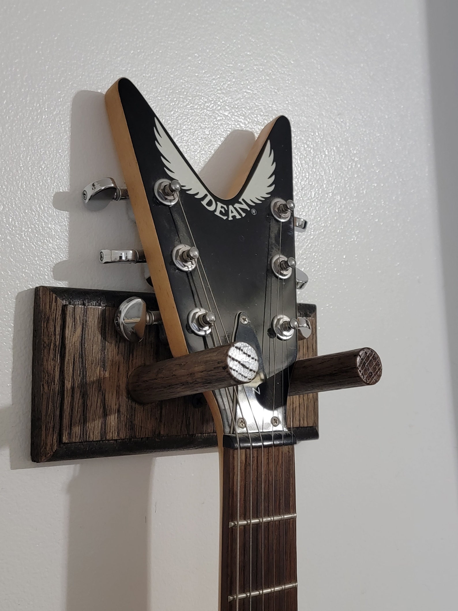 Guitar Wall Hanger Solid Oak Custom Made Electric Guitar - Etsy