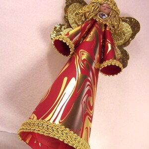 11 3/4" Red and Gold Angel Tree Topper, Christmas Angel, Angel ...
