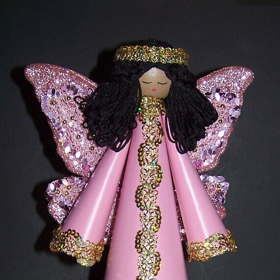 African American Angel Pink Angel Tree Topper 11 1/4 | Etsy