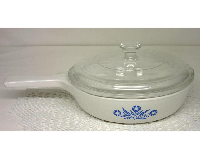 Corningware Blue Cornflower 6-1/2" Skillet P83B With Pyrex Glass Lid ...