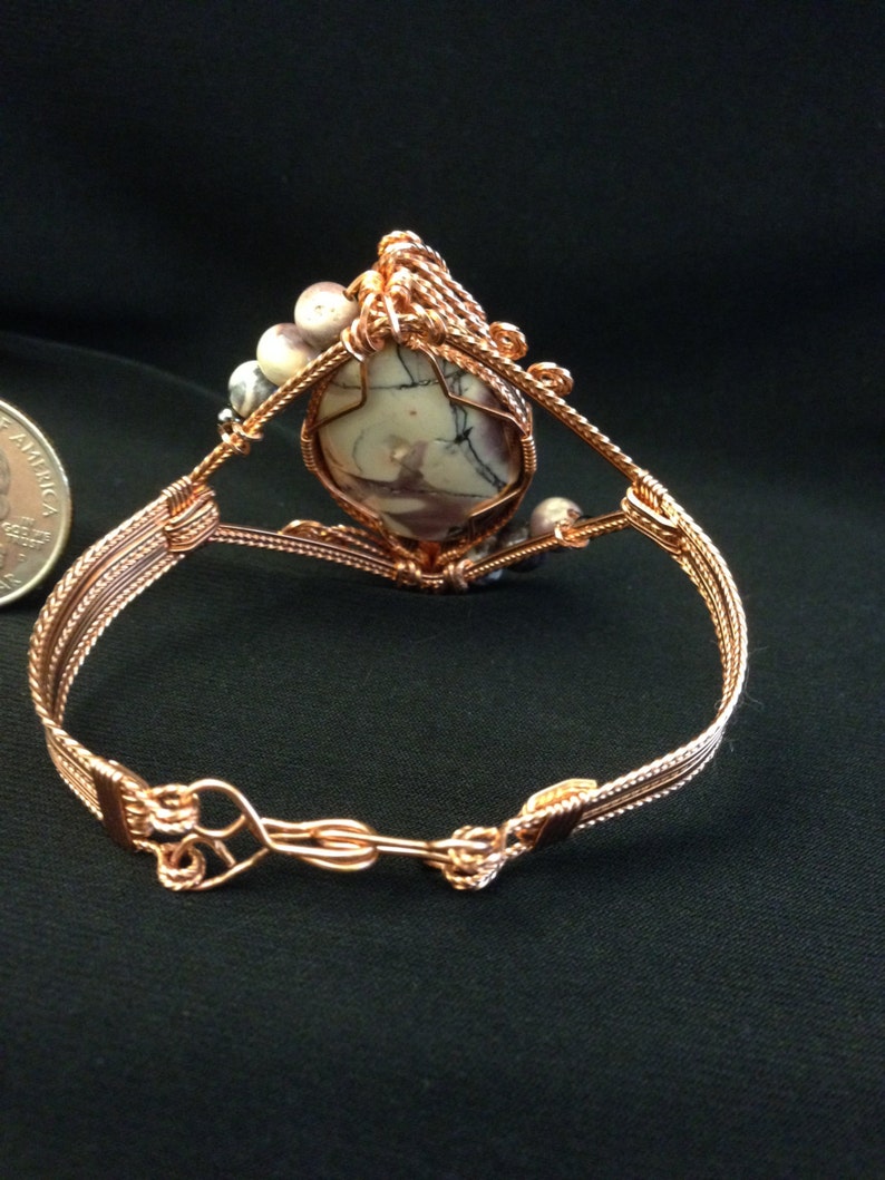 Copper Bracelet Wire Wrap Jasper Cuff Wire Weave Jasper | Etsy