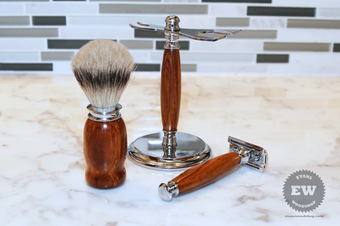 Shaving Kit - Rosewood - Handmade Shaving Set With Shaving Stand, Shave ...