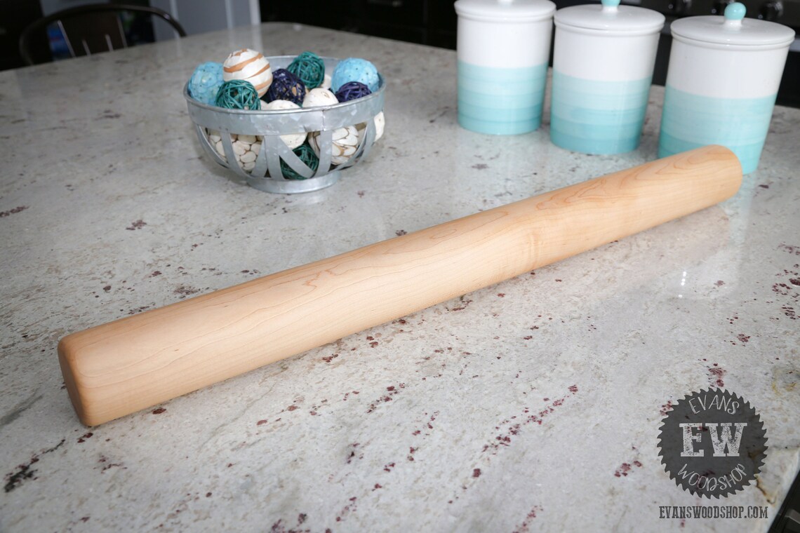 Extra Large Pasta Rolling Pin - Long, Thick Hard Maple Wood Pin ...