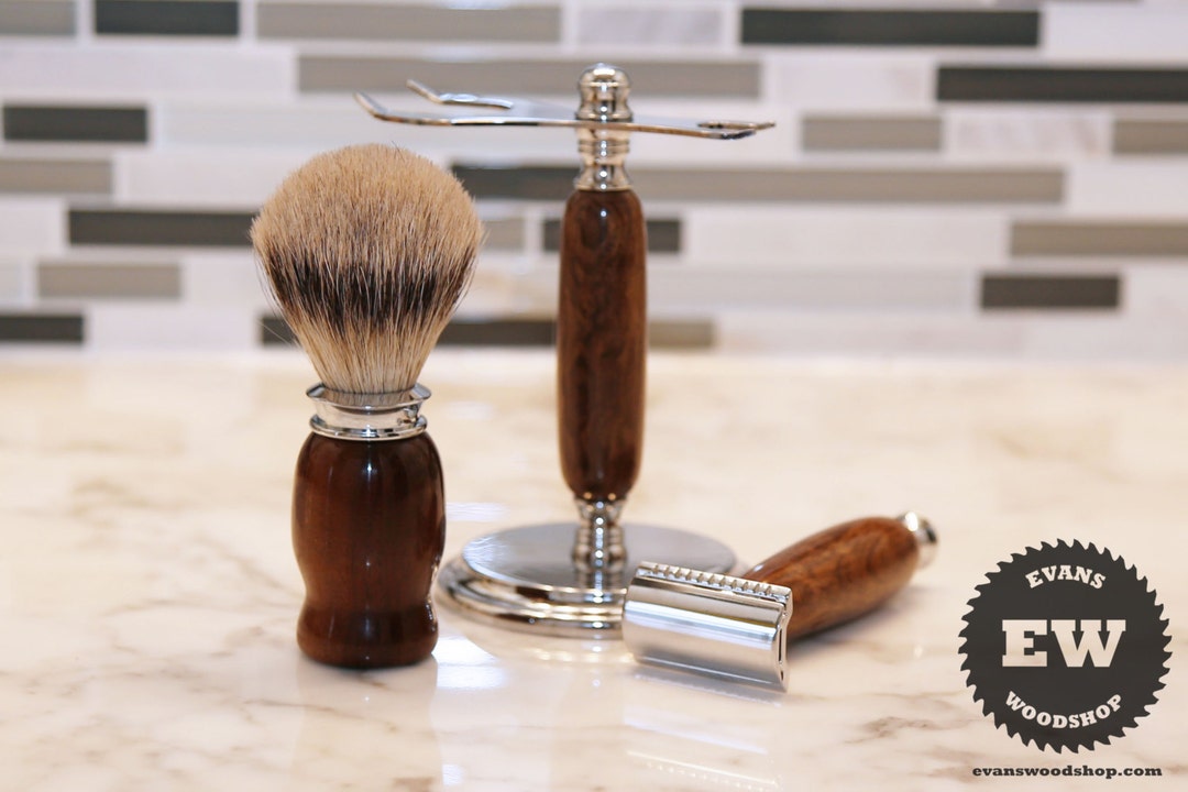 Men's Shaving Kit - Walnut - Handmade Shaving Set With Shaving Stand ...