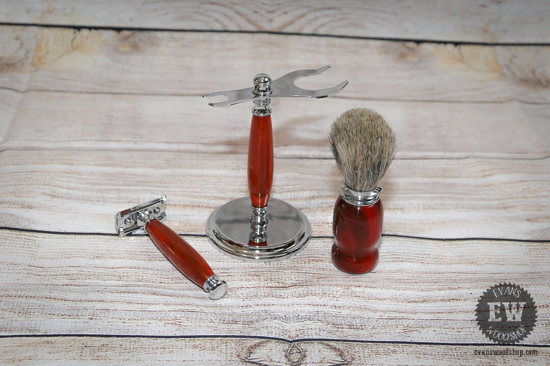 Shaving Kit - Bloodwood - Handmade Shaving Set With Shaving Stand ...