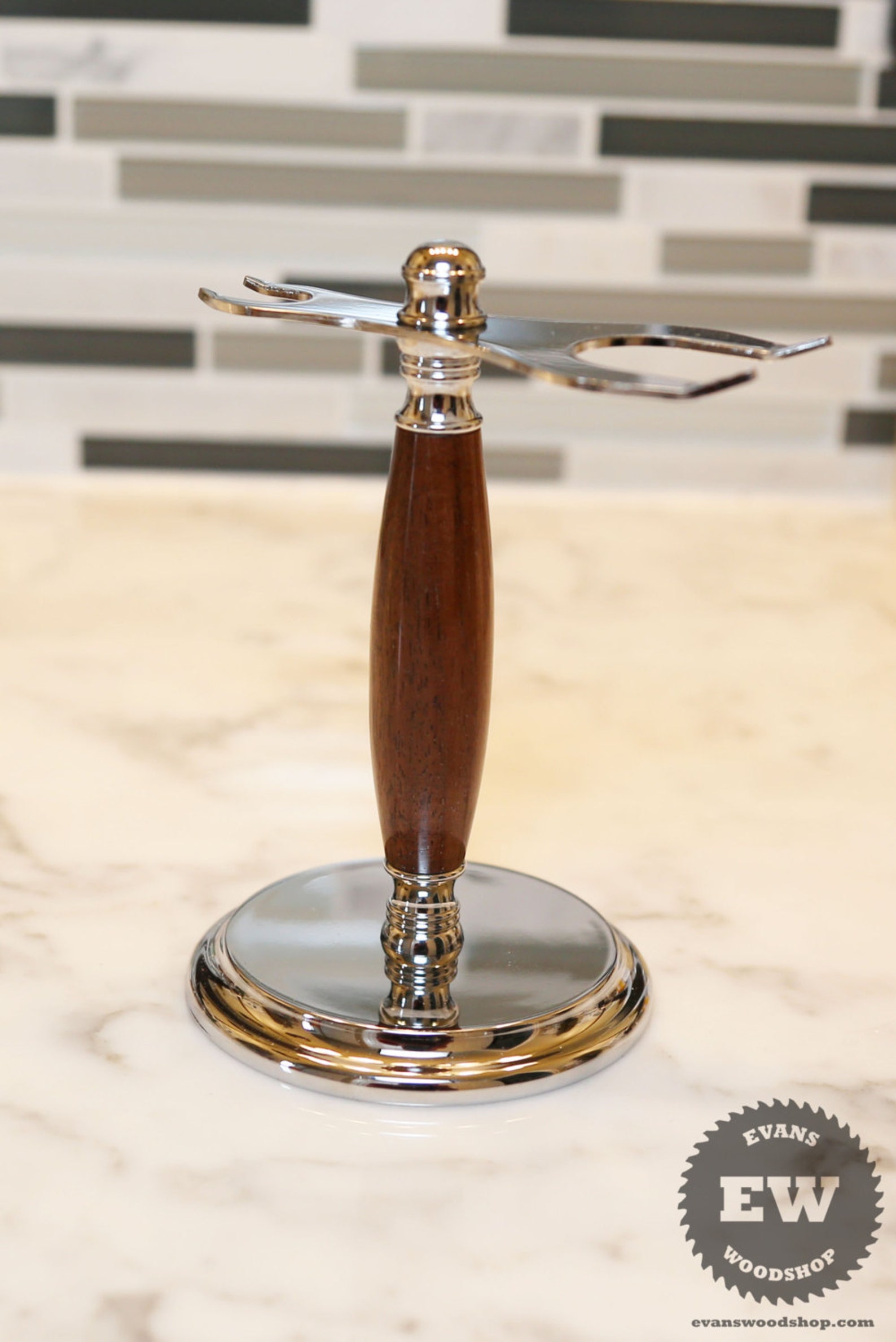 Handmade Shaving Stand Walnut Safety Razor Stand and | Etsy
