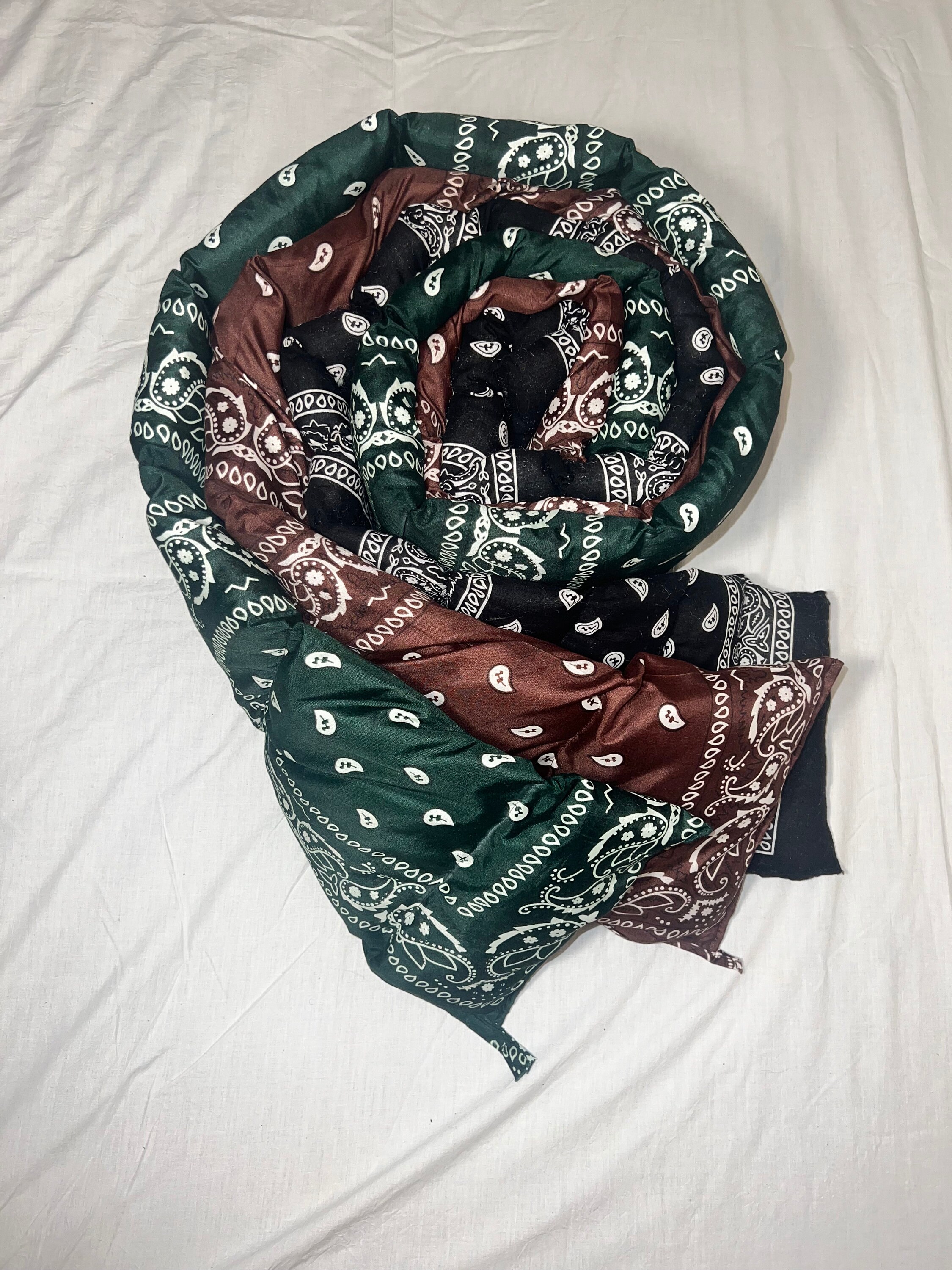 Paisley Puffer Shawl, Puffer Bandana Scarf, Quilted Scarf Bandana ...