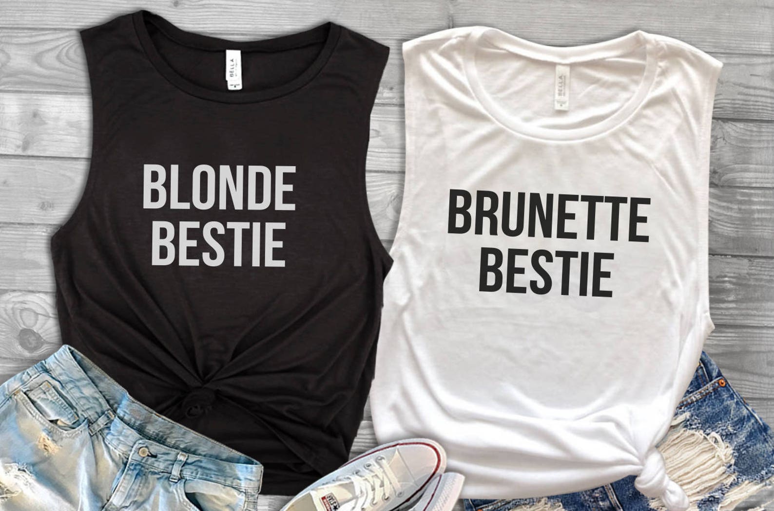 Blonde Bestie Brunette Bestie Tank Tops - Best Friend Gift - Blonde and ...