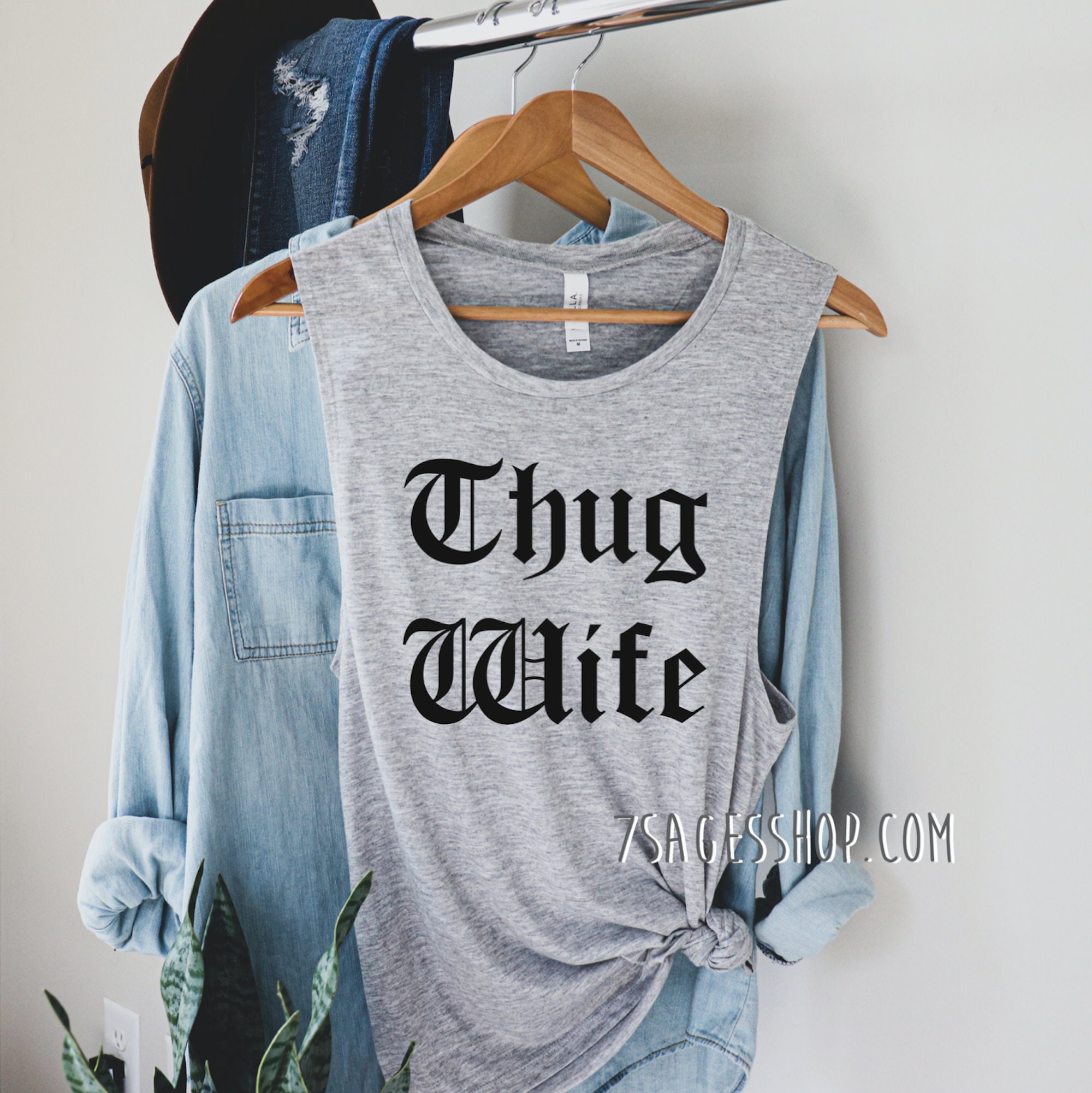 Thug Wife Muscle Tank Top, Thug Wife Shirt, Gift for Wifey, Wife Tank ...