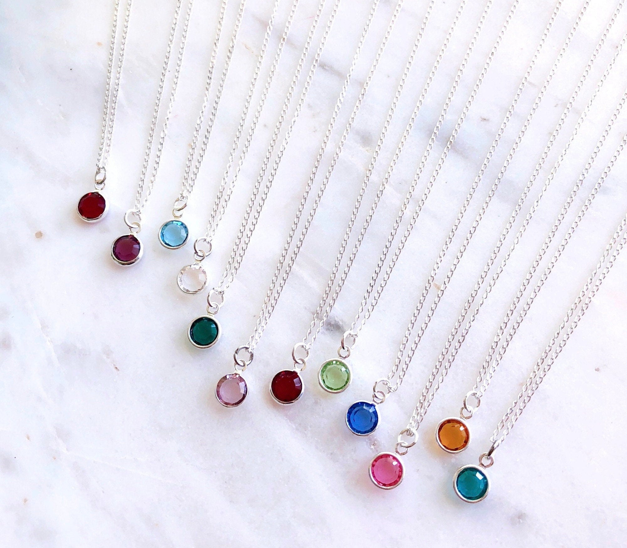Sterling Silver Birthstone Necklaces Birthstone Jewelry Gift | Etsy