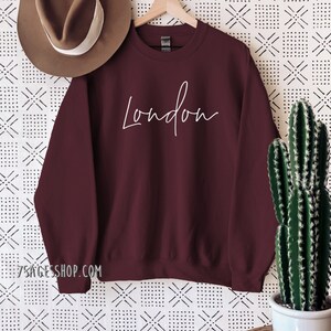 London Sweatshirt, London Cursive Script Crewneck, England Sweatshirt ...