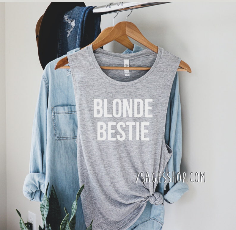 Blonde Bestie Brunette Bestie Tank Tops - Best Friend Gift - Blonde and ...