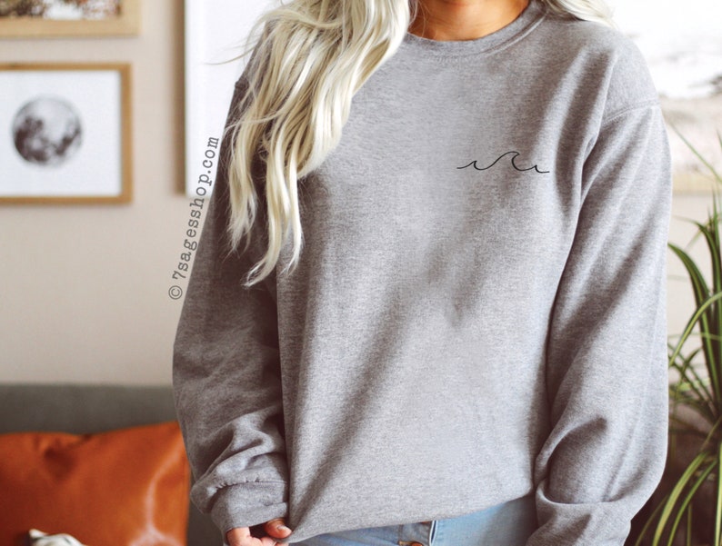 Ocean Wave Sweatshirt Wave Sweater Beach Sweatshirt Simple | Etsy