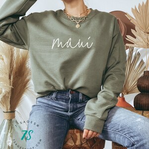 Maui Hawaii Sweatshirt, Hawaii Sweatshirt, Cursive Script Maui, Hawaii ...