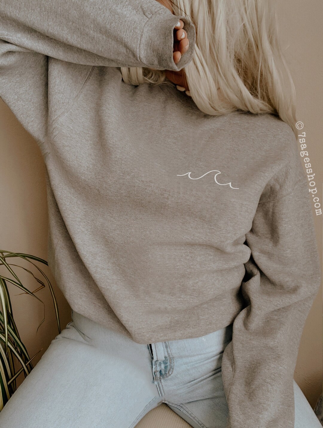 Ocean Wave Sweatshirt Wave Sweater Beach Sweatshirt Simple - Etsy
