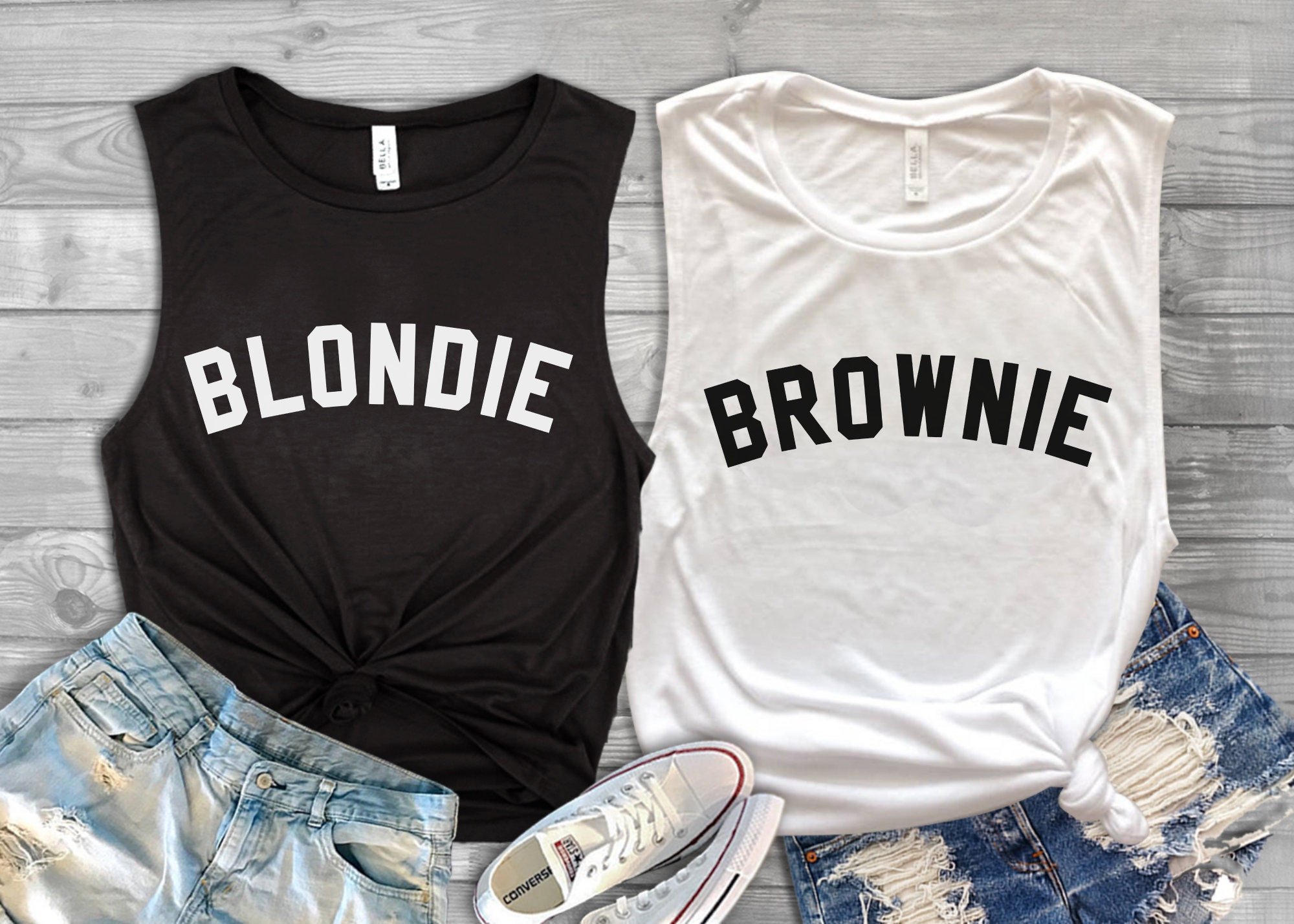 Blonde Bestie Brunette Bestie Tank Tops - Best Friend Gift - Blonde and ...