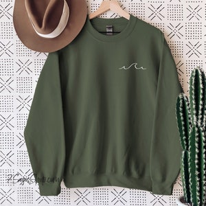 Ocean Wave Sweatshirt, Wave Sweater, Beach Sweatshirt, Simple Wave ...