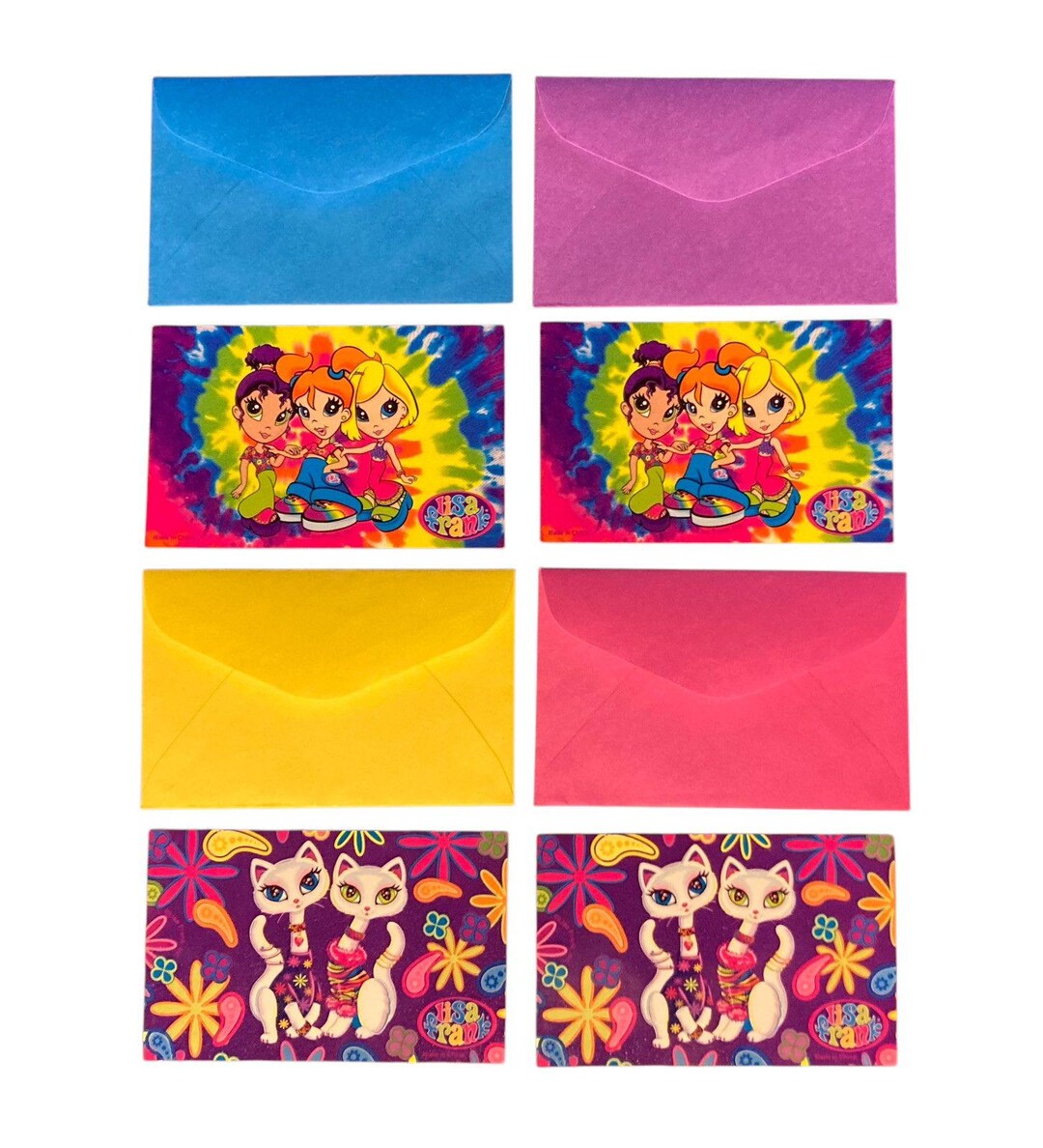 Vintage Lisa Frank 8 Pc Small Note Cards With Matching Envelopes Cats ...