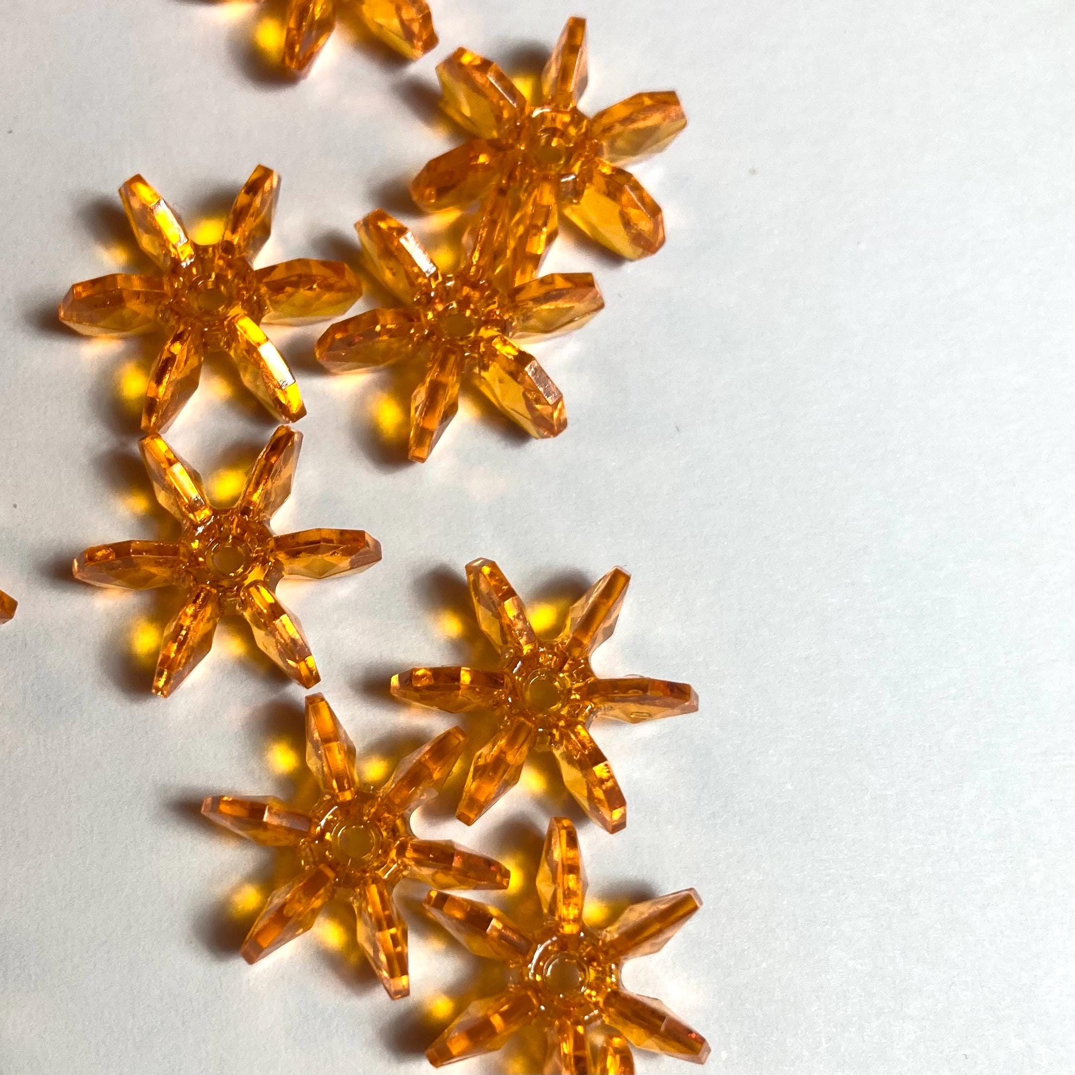 Orange Sunburst Beads Snowflake Paddlewheel Starburst Fall Orange Beads ...