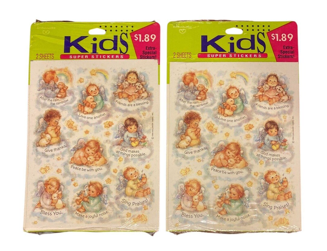 Vintage Kids Glittery Angel Baby Cherub Stickers 4 Sheets New Sealed ...