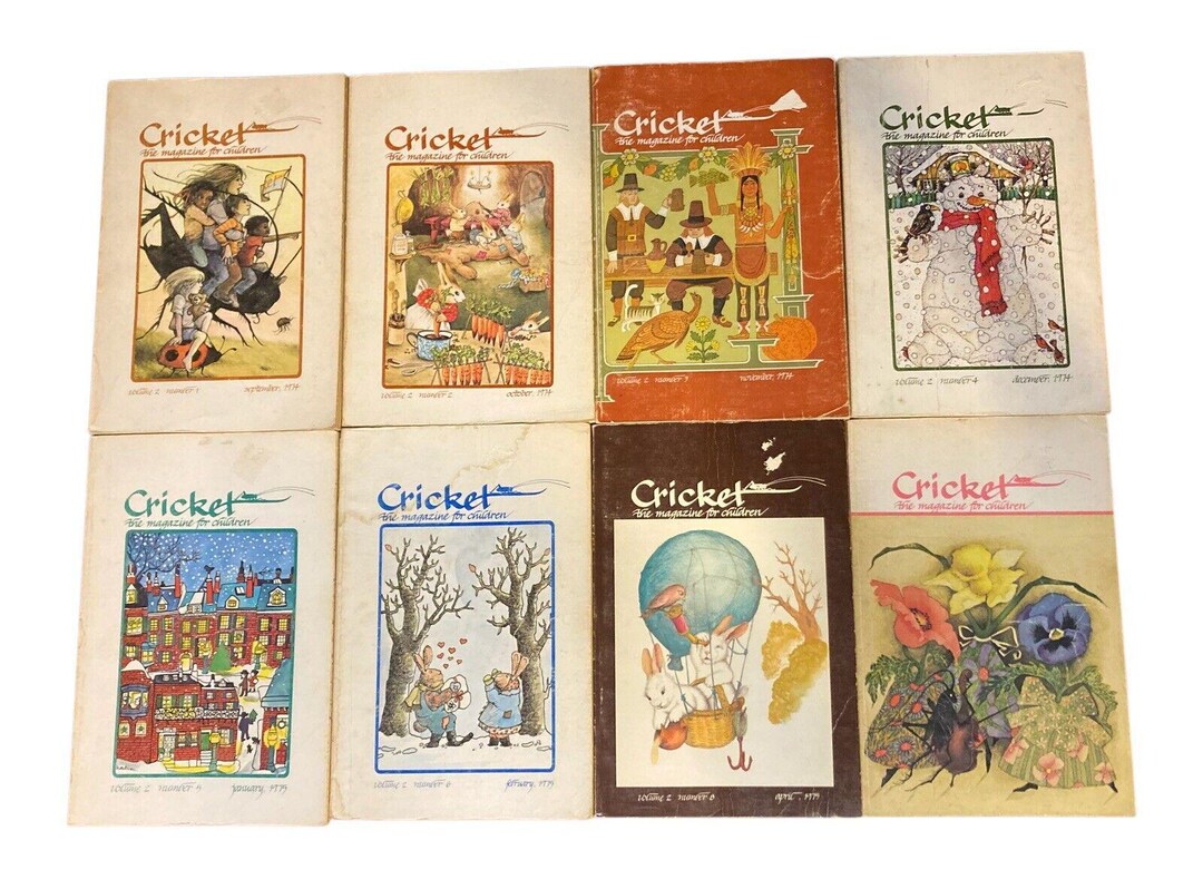 Vintage Cricket Magazine for Children Vol. 2 Numbers 1-6, 8-9, 1974/ ...
