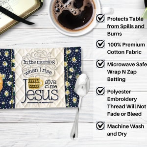 Christian Mug Rug Embroidered With Give Me Jesus, Yellow and White ...