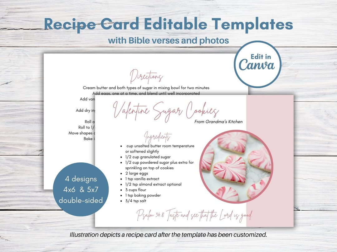 Bible Verse Recipe Card Templates: 4x6 & 5x7, Editable in Canva ...