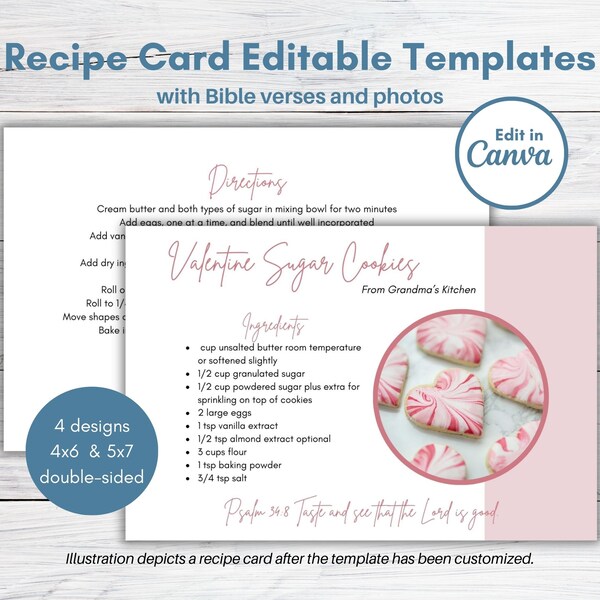 Editable Recipe Card - Etsy