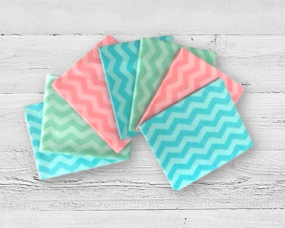 Pastel Fat Quarters, Chevron Print, Quilting Fabric Pre Cuts, Craft ...