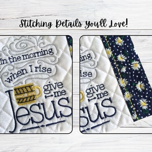 Christian Mug Rug Embroidered With Give Me Jesus, Yellow and White ...