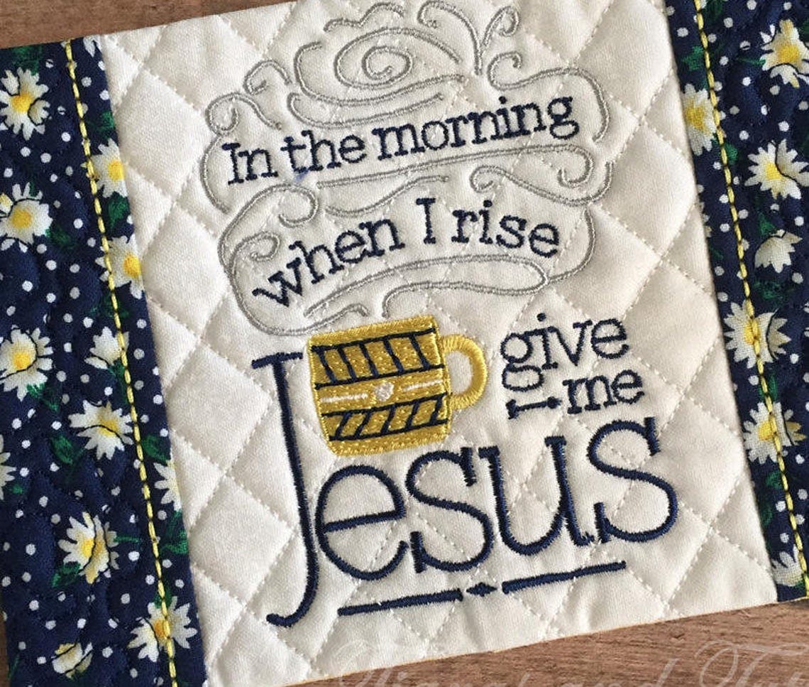 Christian Mug Rug Embroidered With Give Me Jesus Yellow and | Etsy