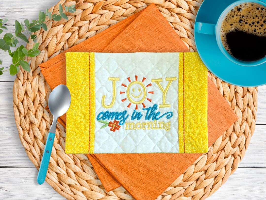 Bible Verse Mug Rug, Joy Comes in the Morning, Christian Gift, Faith ...