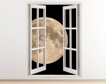 Moon wall sticker 3D window moon wall decal for home decor | Etsy