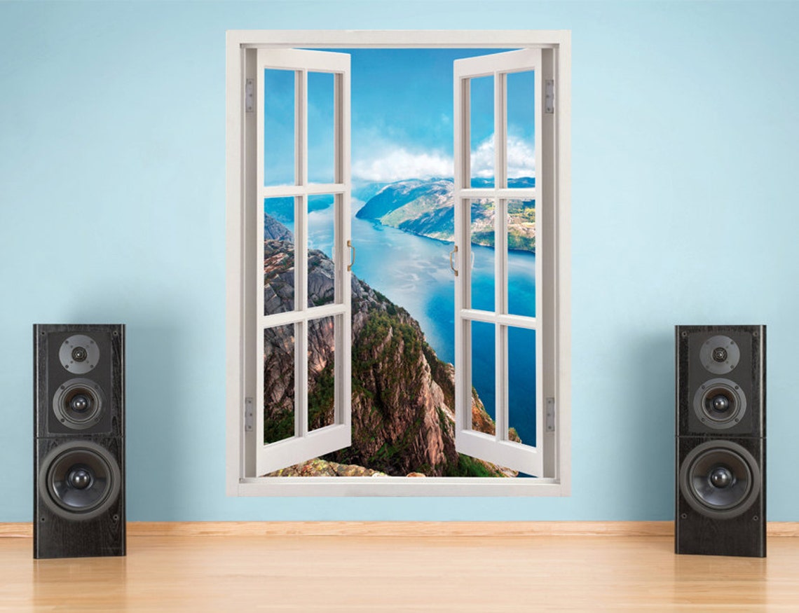 Nature Wall Decal Vertical 3D Window Cliff Wall Sticker Home - Etsy