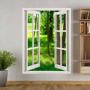 Forest Wall Decal Green Trees Decal Vertical 3D Window Wall - Etsy