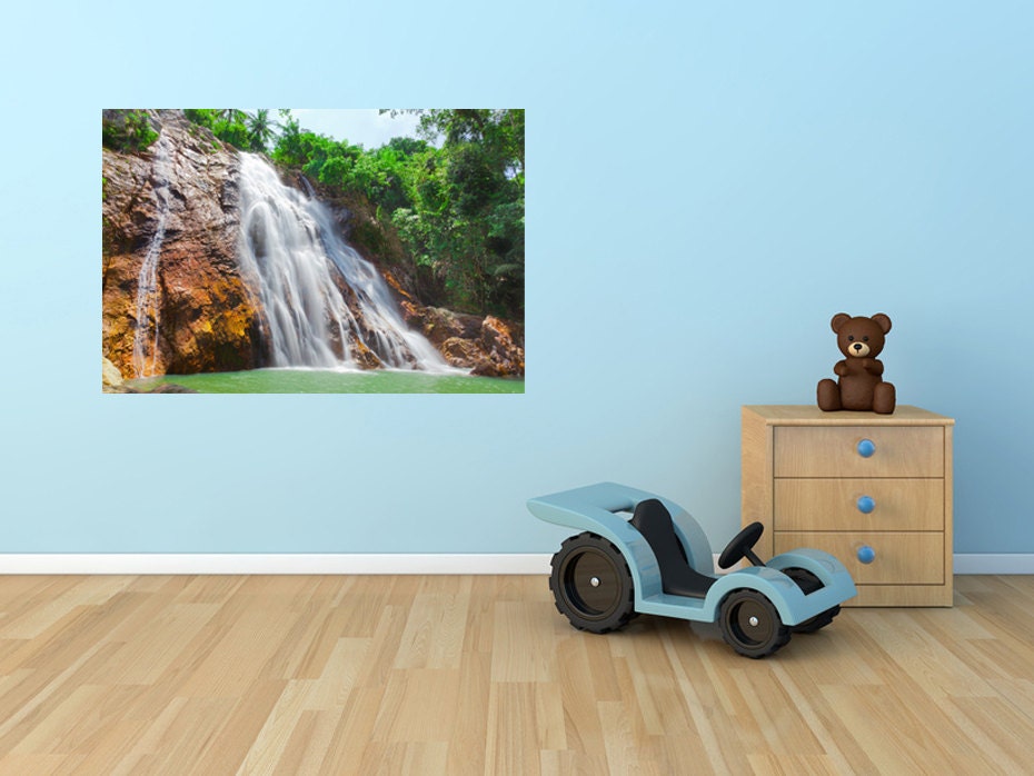 Waterfall Wall Decal River Decal for Home Decor Print Forest | Etsy