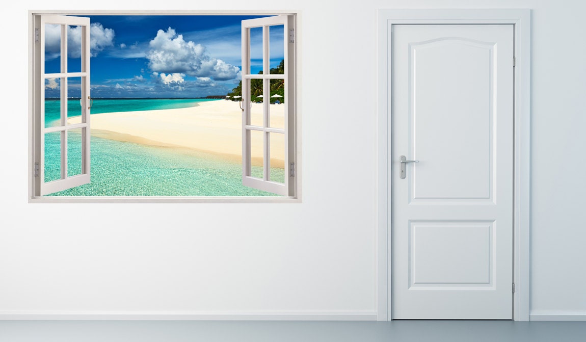 Beautiful Island Beach Wall Sticker 3D Window Coast Vinyl - Etsy Norway