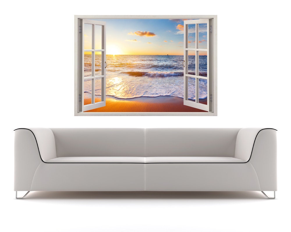 Sunset at the Beach Wall Sticker Window Sea Wall Decal for - Etsy