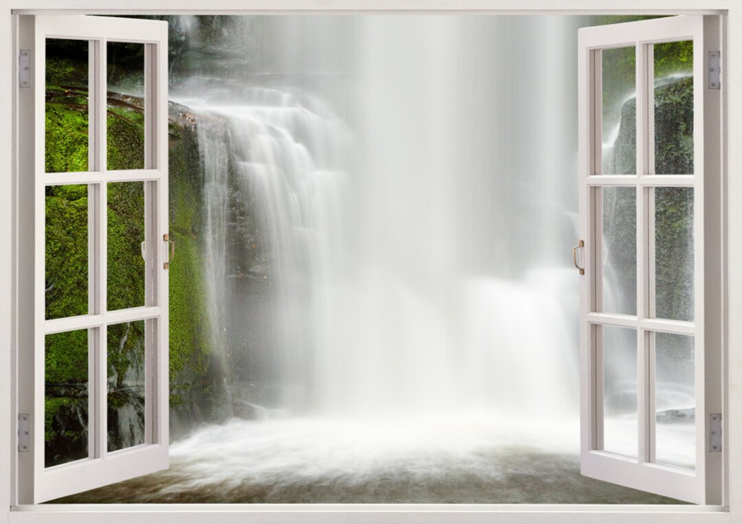 Waterfall Wall Decal 3D Window, Water Fall Wall Decal for Nursery or ...