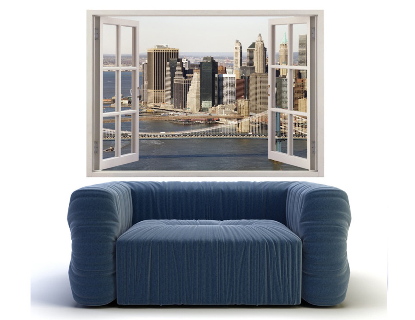 New York Wall Sticker 3D Window Manhattan Bridge Wall Decal - Etsy