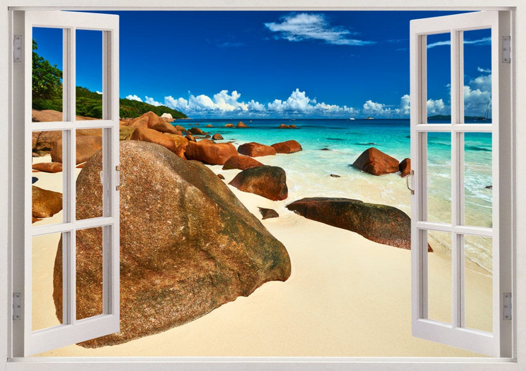 Beach Wall Sticker 3D Window Tropical Beach Vinyl Wall Decal - Etsy