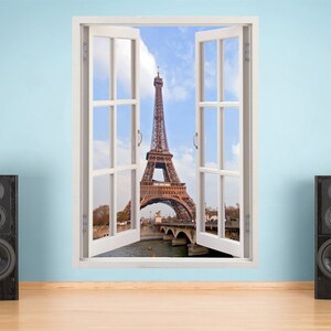 Eiffel Tower Wall Decal Vertical 3D Window, Paris Sticker for Home ...