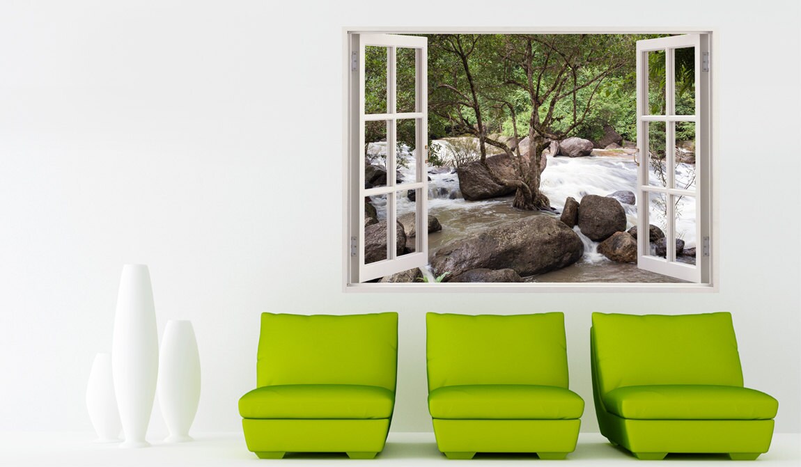 Waterfall Wall Decal 3D Window Waterfall Vinyl Wall Decal for | Etsy ...