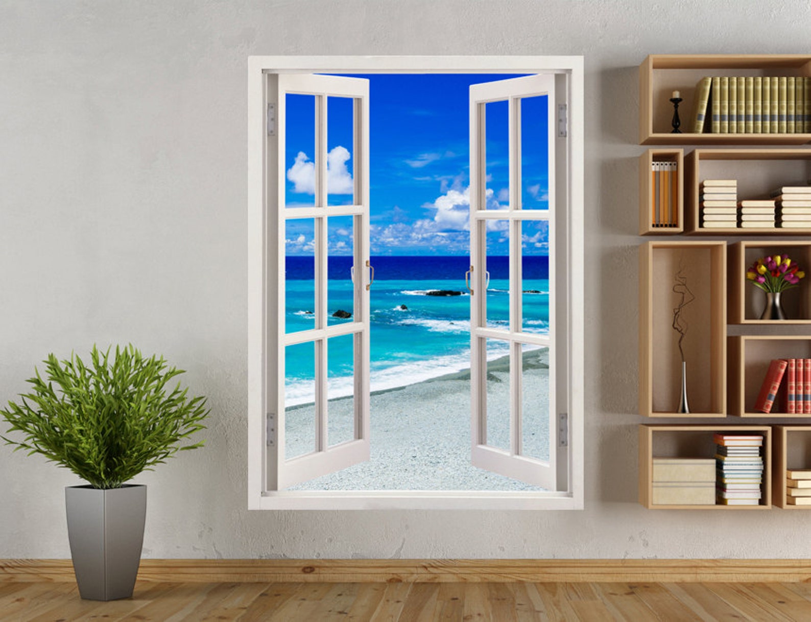 Beautiful Beach Wall Art Design Vertical 3D Window Beach Wall - Etsy