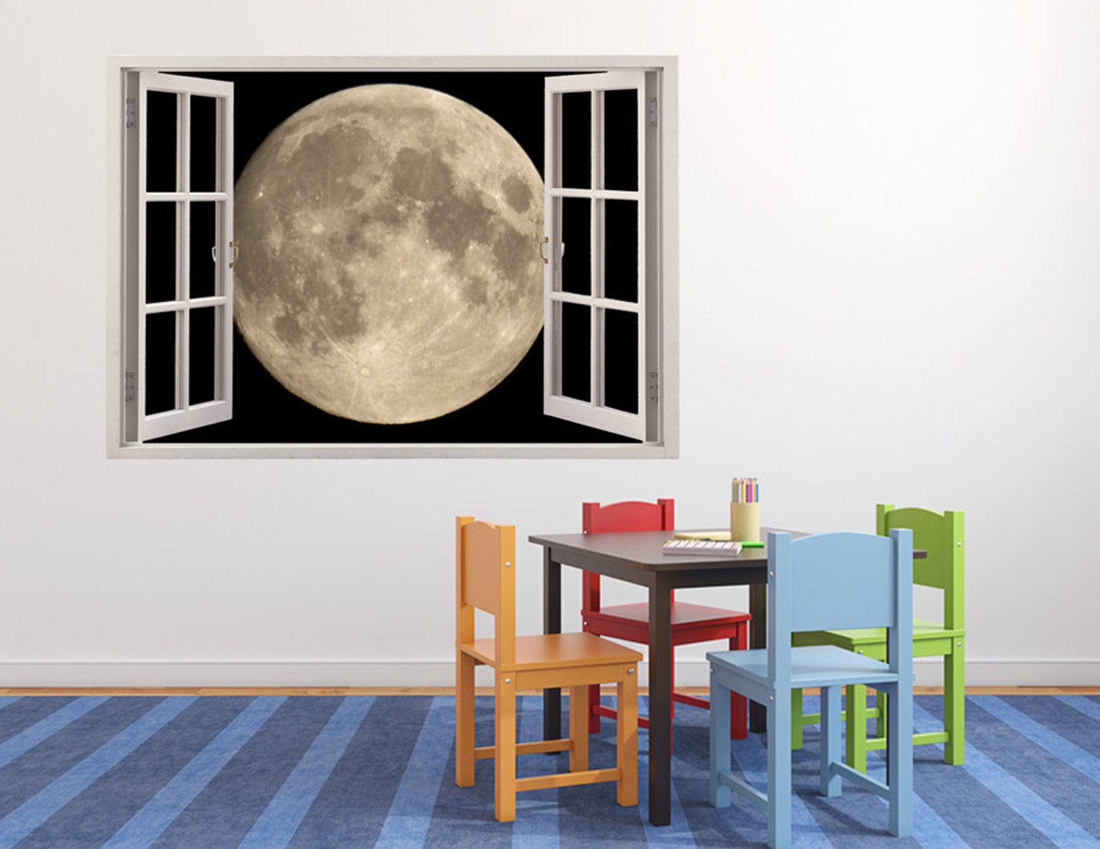 Moon Wall Sticker 3D Window Moon Wall Decal for Home Decor | Etsy