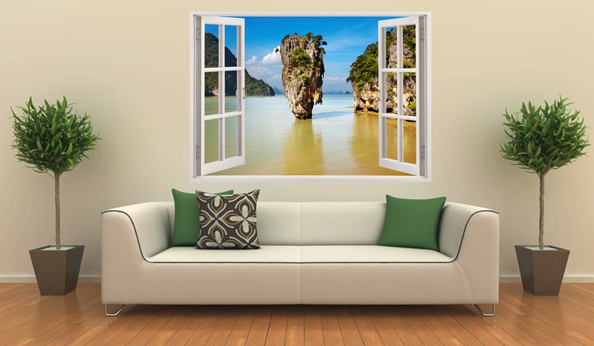 Tropical Islands Beach Wall Decal 3D Window Tropical Beach | Etsy