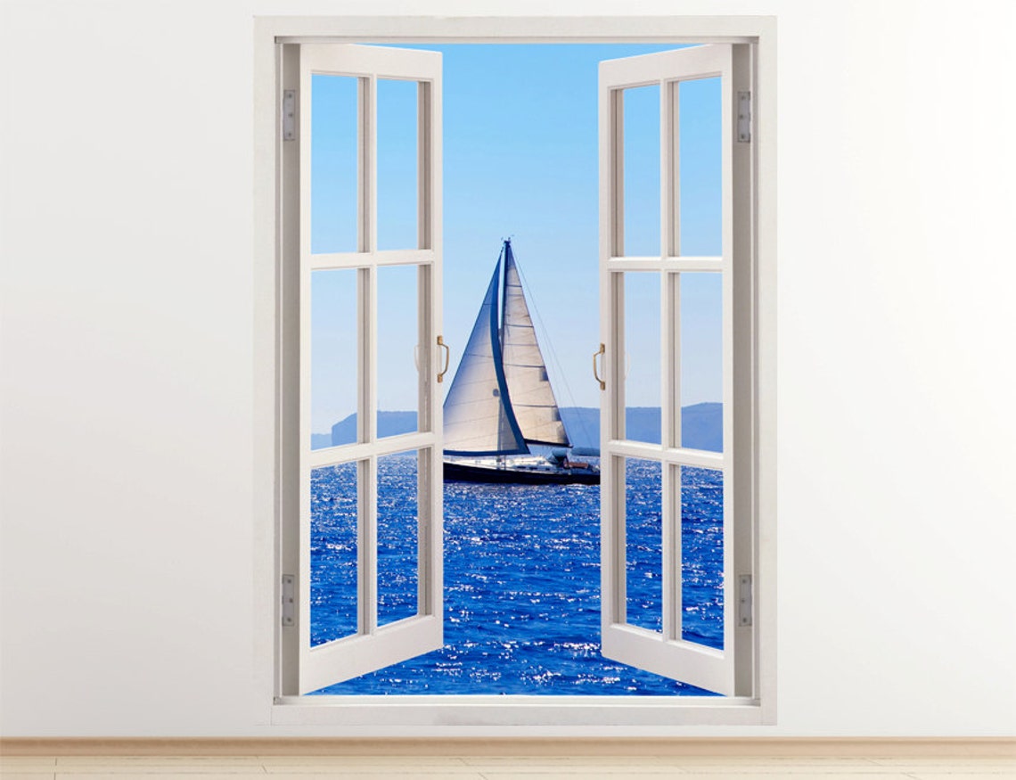 Sailboat Wall Decal Boat Vertical 3D Window Boat Decal for | Etsy