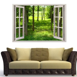 Forest Wall Sticker, Trees Wall Decal, 3D Window Wall Art, Colorful ...
